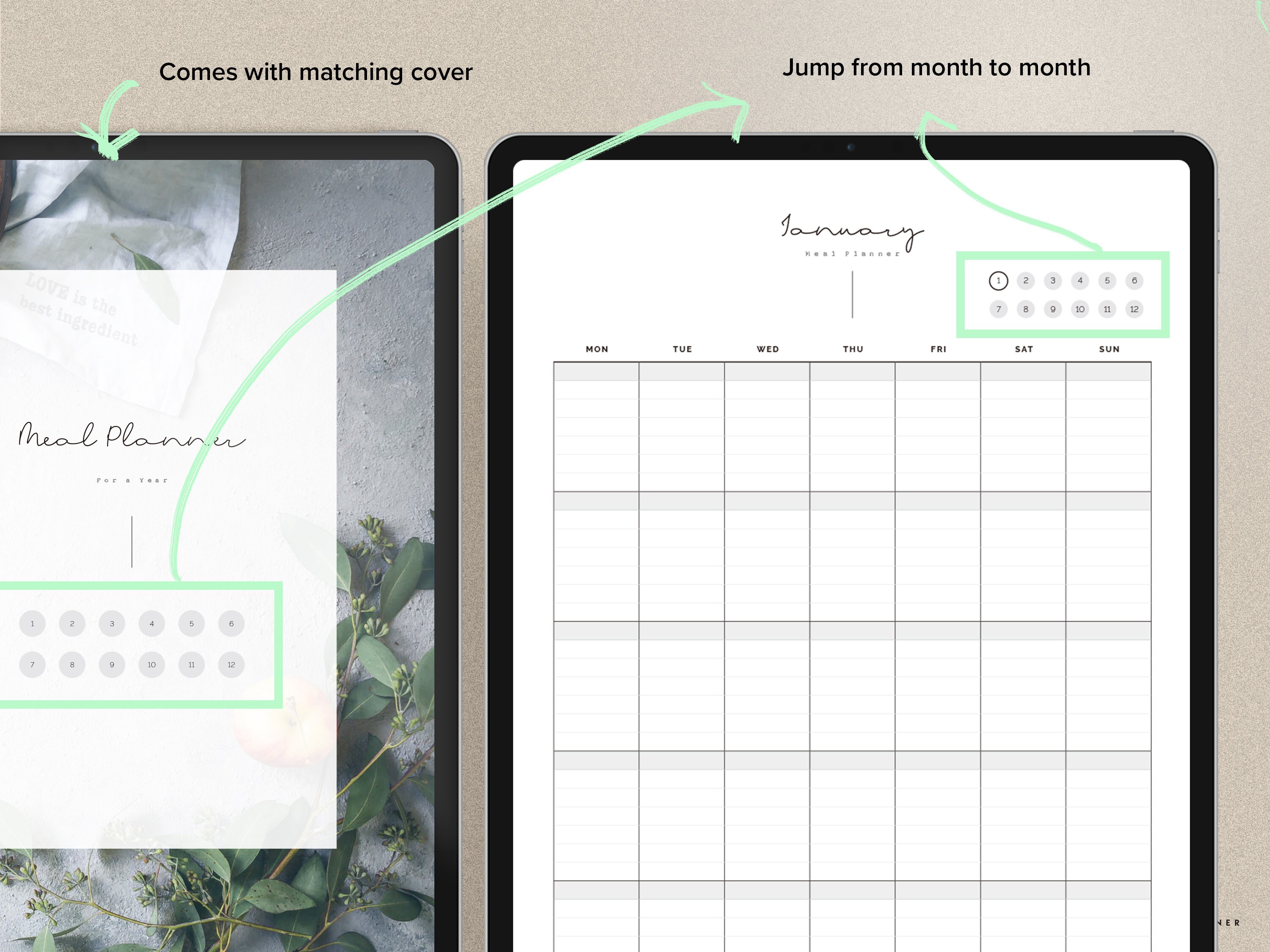 Digital Meal Planner Minimalist Monthly Meal Planner for a - Etsy