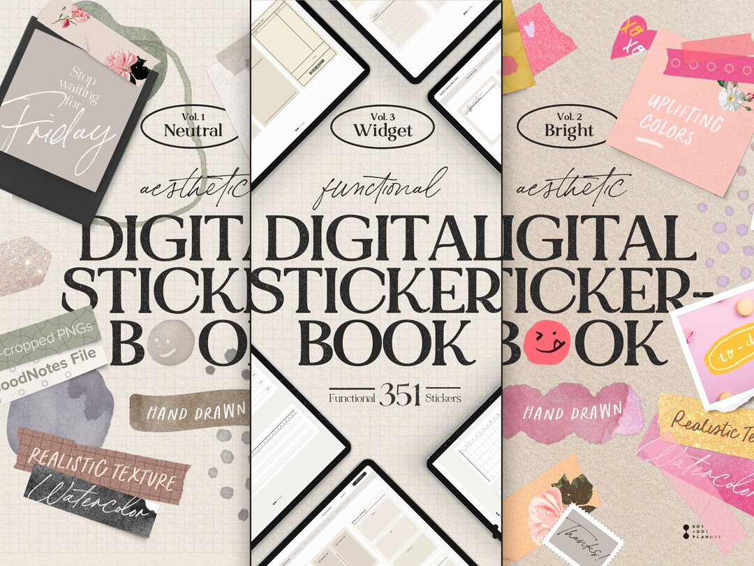Bundle of 3 Digital Sticker Books, Aesthetic, Widget, Goodnotes ...