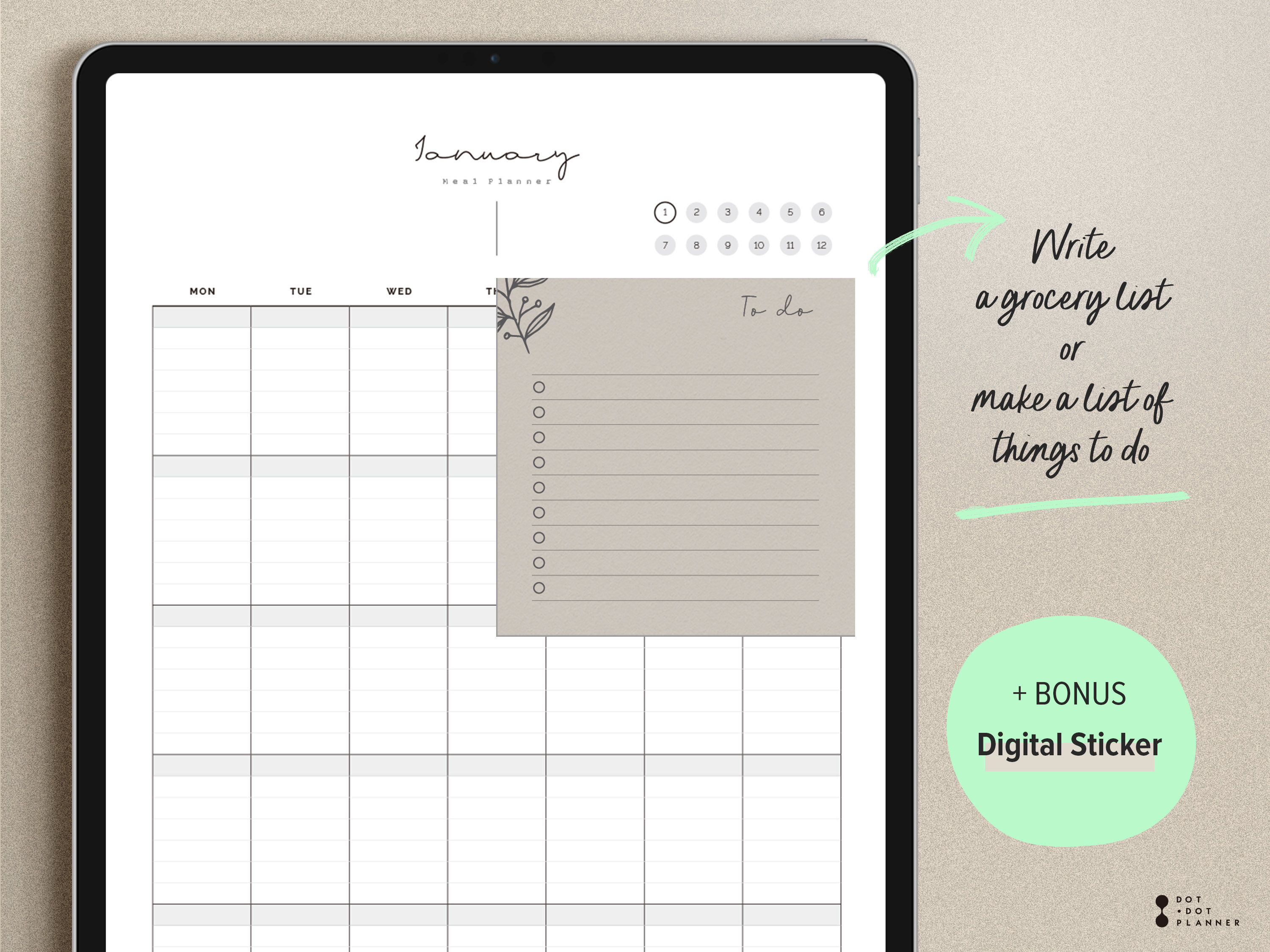 Digital Meal Planner Minimalist Monthly Meal Planner for a - Etsy