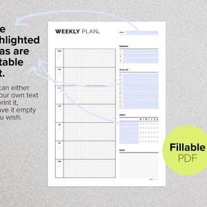 Weekly Planner Printable Minimalist, Digital Planner iPad Weekly ...