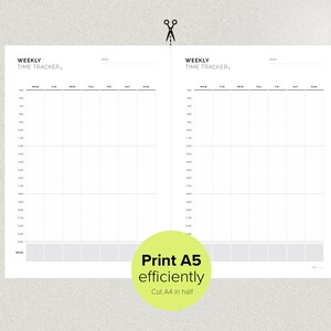 Weekly Time Tracker Printable Minimalist, Half Hour Time Tracking ...