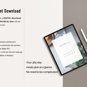 Digital Meal Planner Minimalist, Monthly Meal Planner for a Year ...