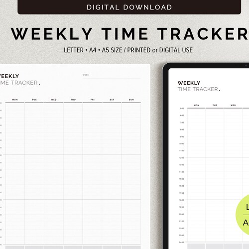 Weekly Time Tracker Printable Minimalist Half Hour Time - Etsy