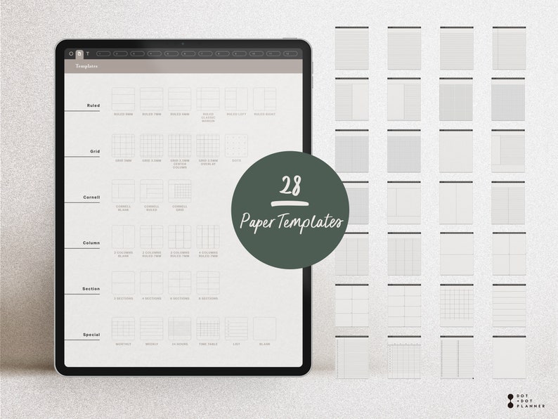 Digital Notebook – 28 Templates, 12 Hyperlinked Sections, Natural Paper ...