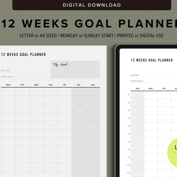 12 Week Year Planner - Etsy