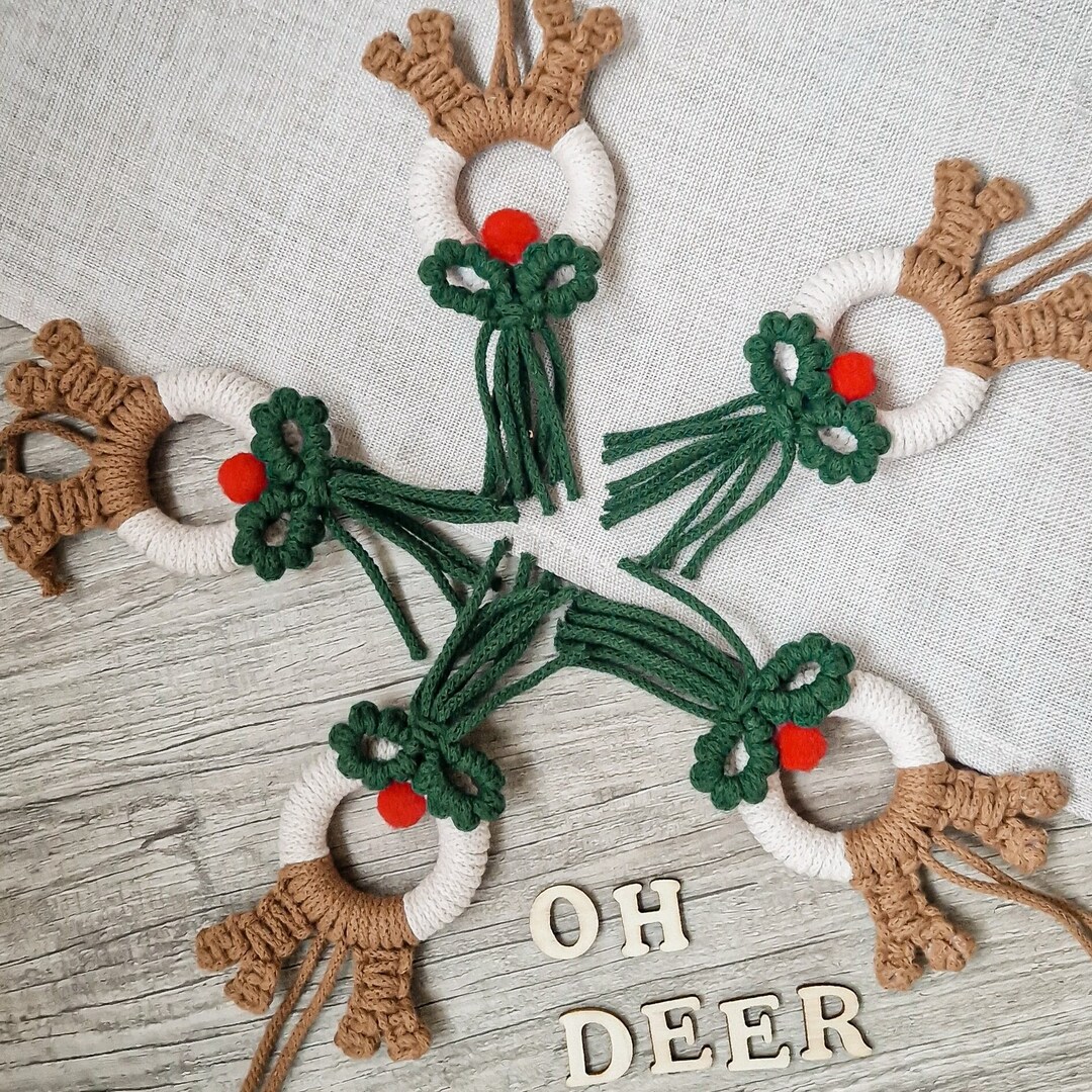 Reindeer Made of Macrame Christmas Decorations Gift Tags for Christmas ...