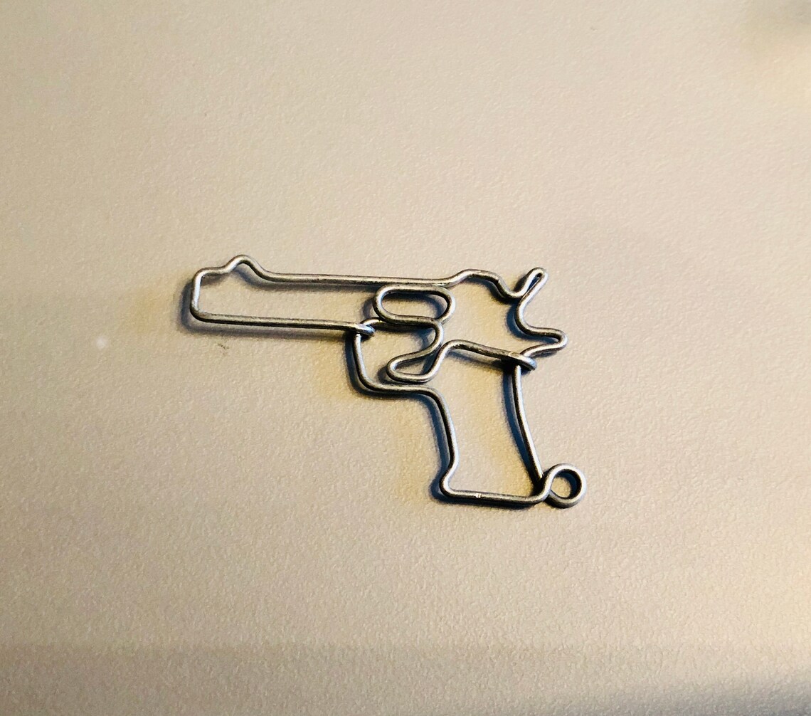 Pistol Craft Made From Steel Wire. It Can Be Used as Ornament, Necklace ...