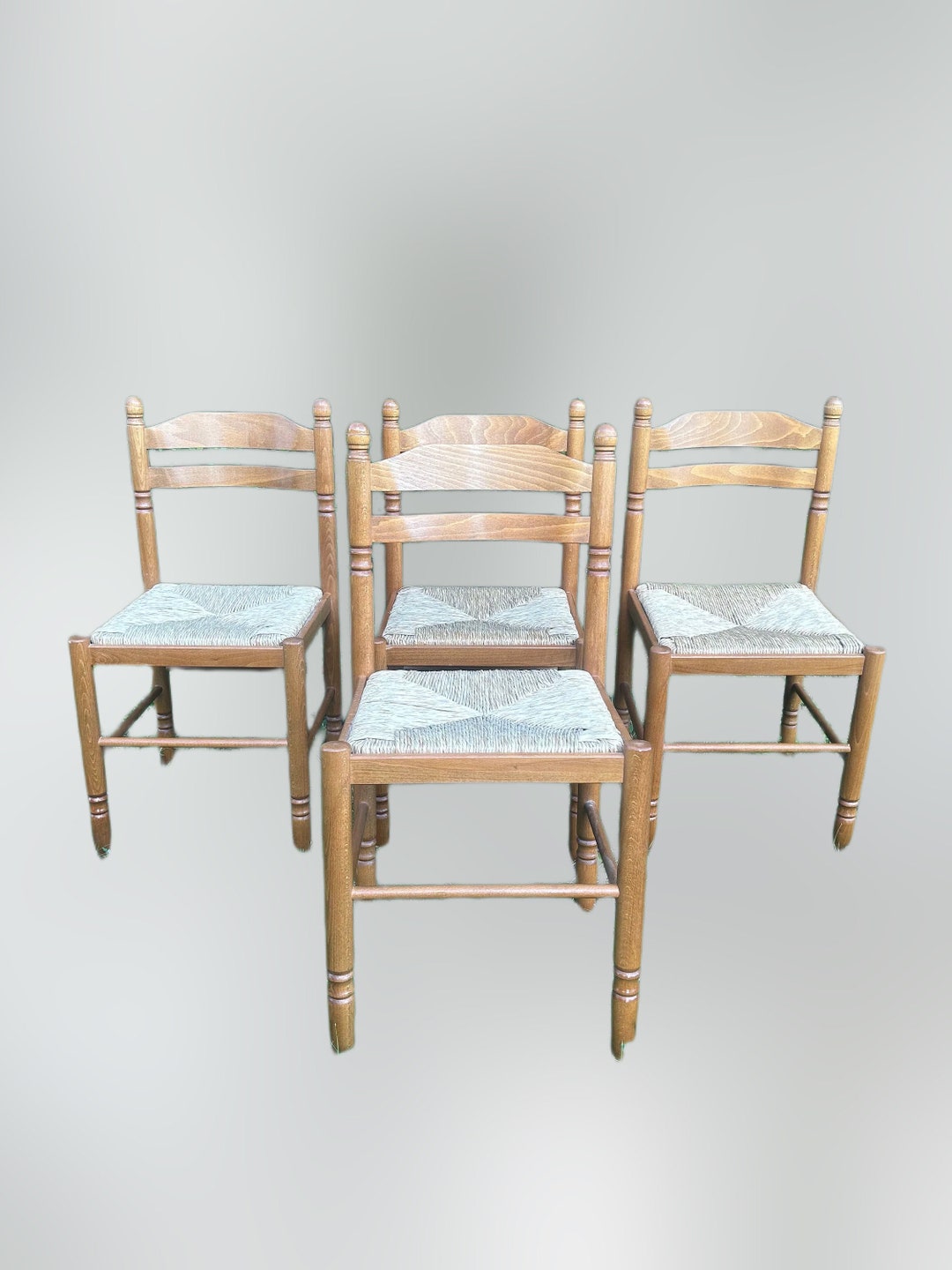 Raffia Vintage Chairs / Italian Kitchen Chairs / Wood Dining Chairs ...