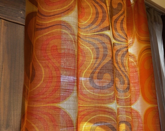 1960's 70's Trippy Hippie Curtains , Groovy, Eggplant Brown , Burnt ...