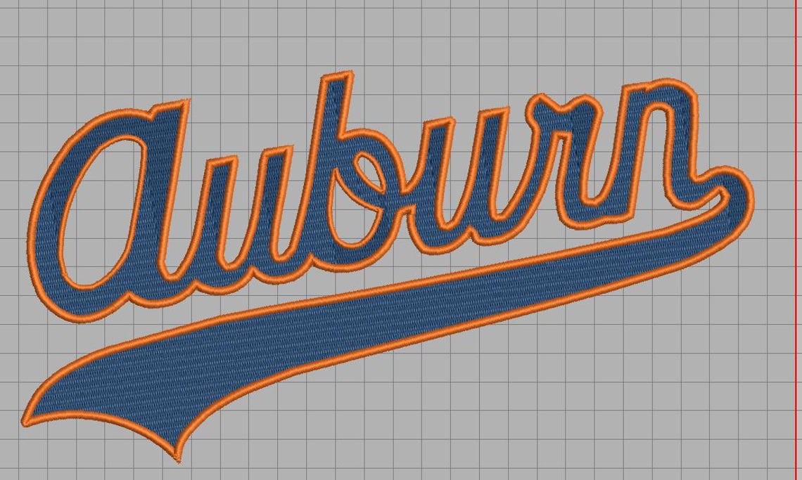 Auburn Cursive Embroidery Design | Auburn Script DST File | 10 X 5.3 ...