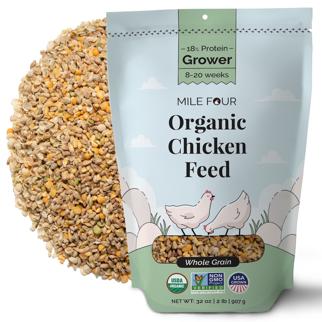 Organic Grower Chicken Feed 18% Protein, US Grown Grains Certified ...