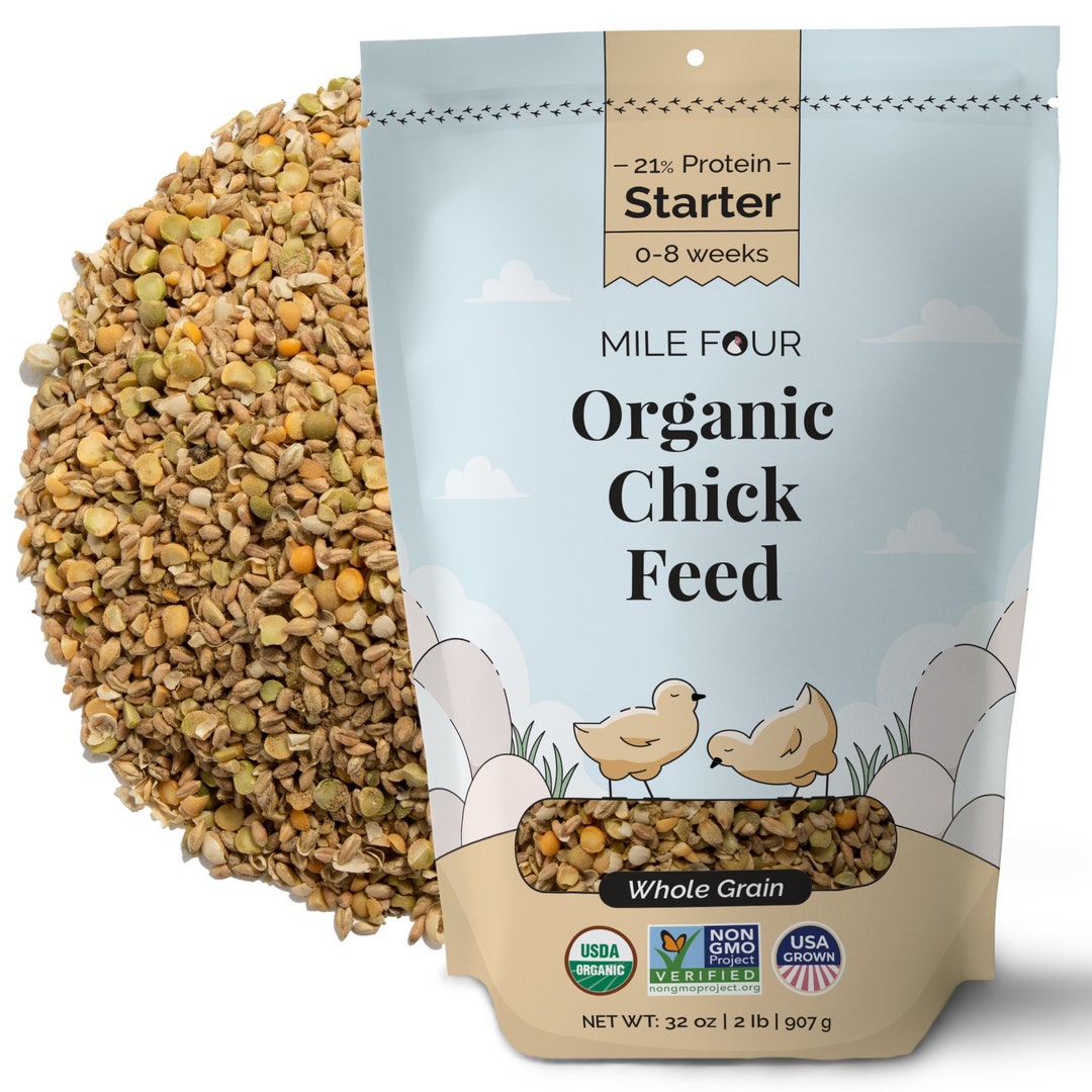 Organic Starter Chick Feed 21% Protein US Grown Grains, Certified ...