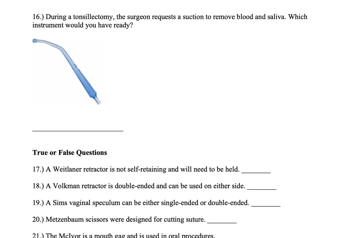 Basic Surgical Instrumentation Guide and Worksheet Surgical ...