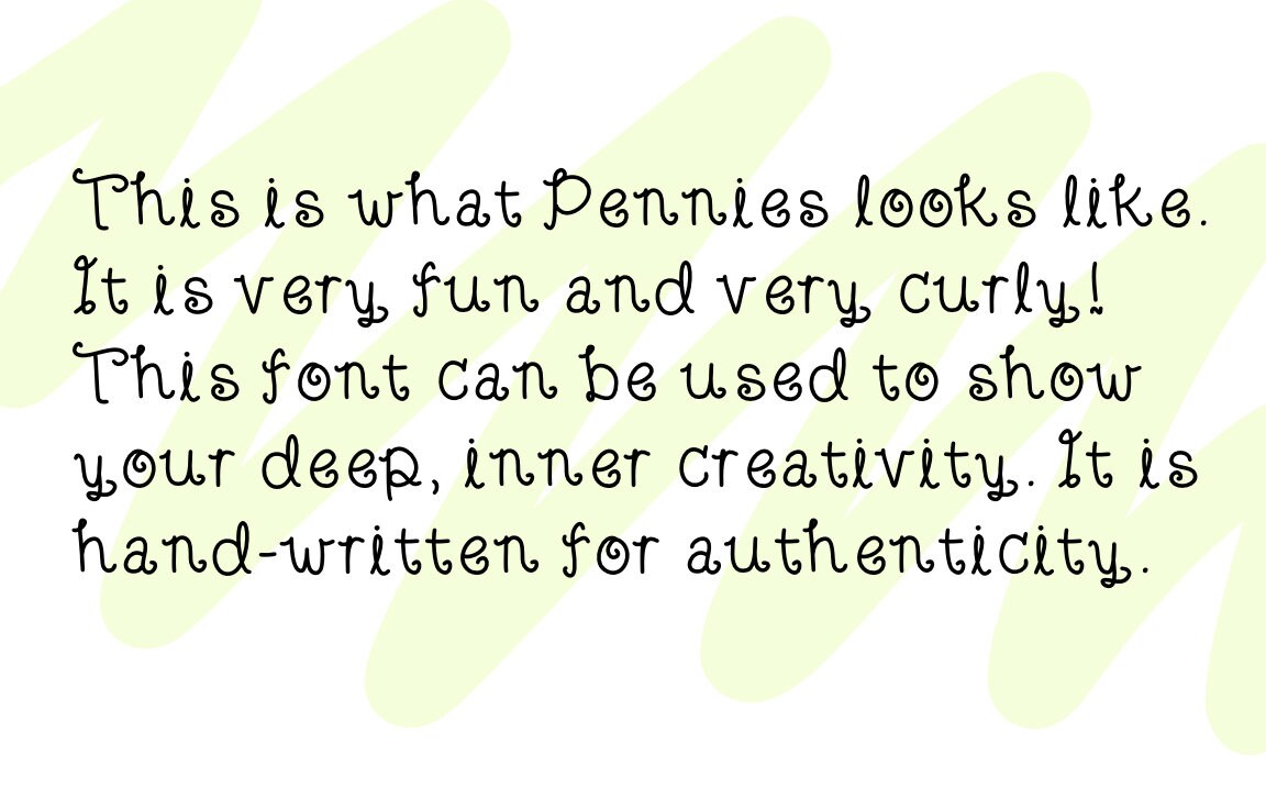 Pennies A Curly Handwriting Font Handwritten & Ready to - Etsy