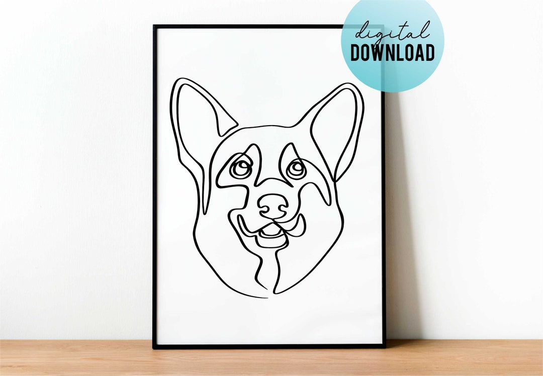 Corgi | Minimalist Line Art | Pet Portrait | Dog Lover Print | Wall Art ...