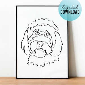Labradoodle | Golden Doodle | Minimalist Line Art | Pet Portrait | Dog ...
