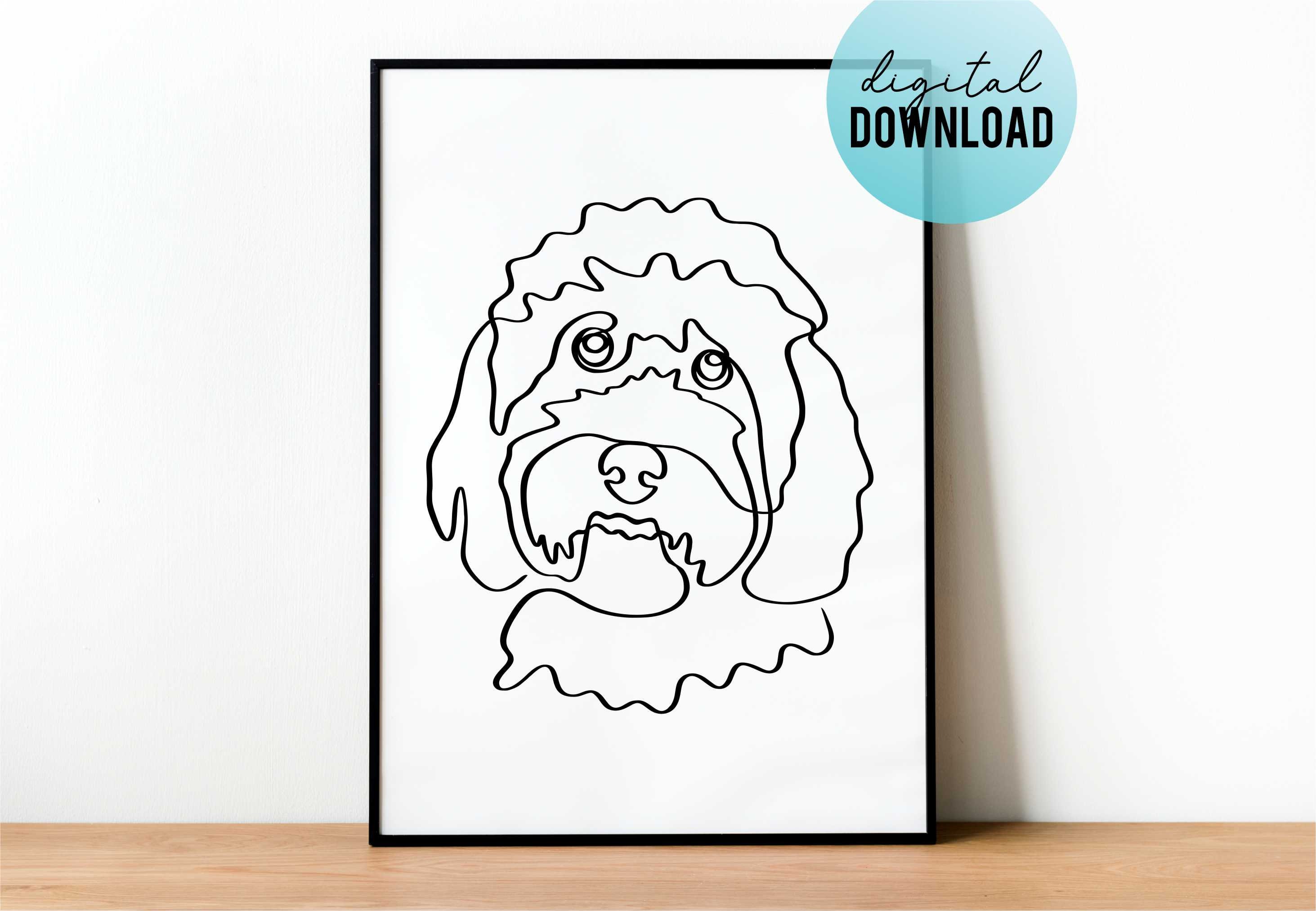 Labradoodle | Golden Doodle | Minimalist Line Art | Pet Portrait | Dog ...