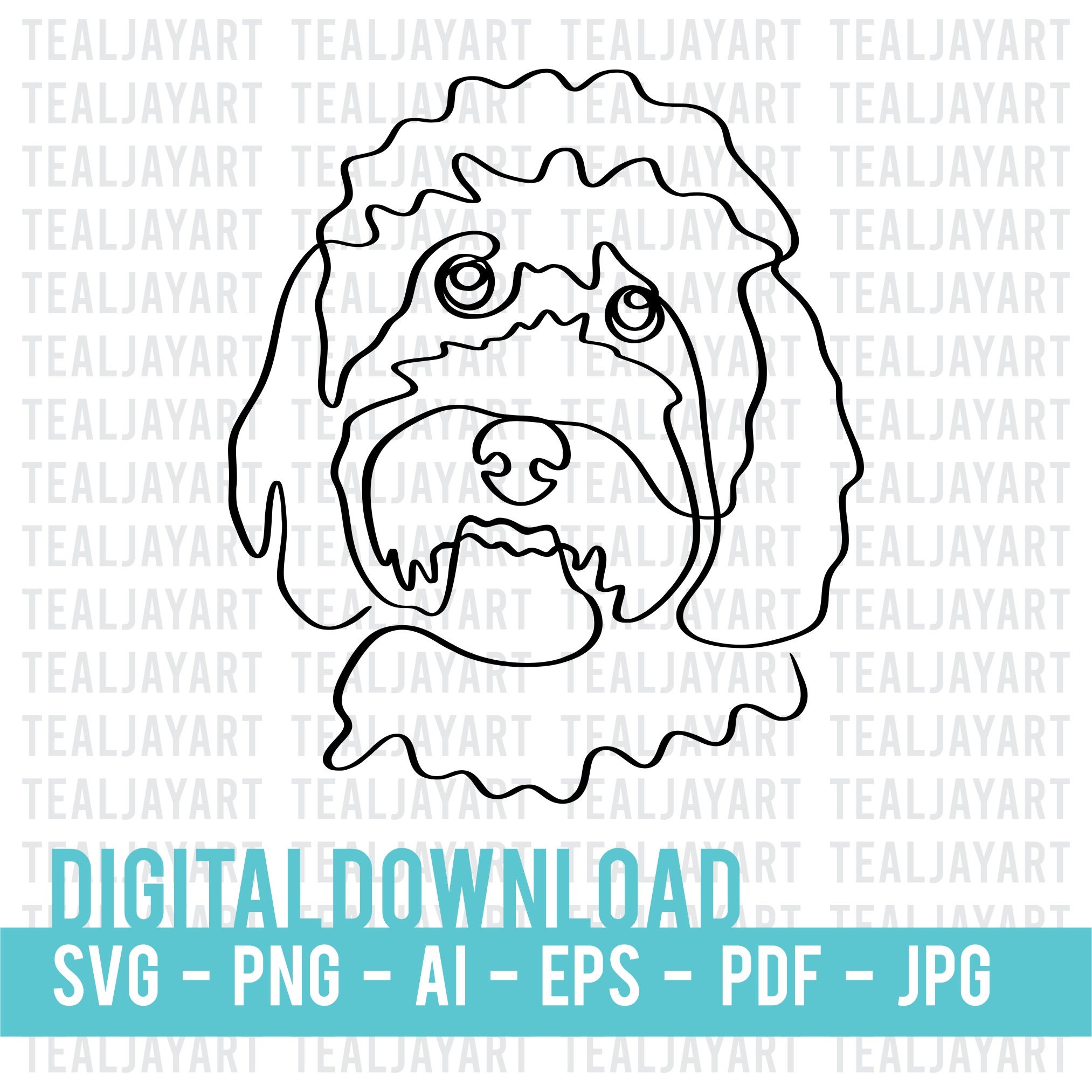 Labradoodle | Golden Doodle | Minimalist Line Art | Pet Portrait | Dog ...