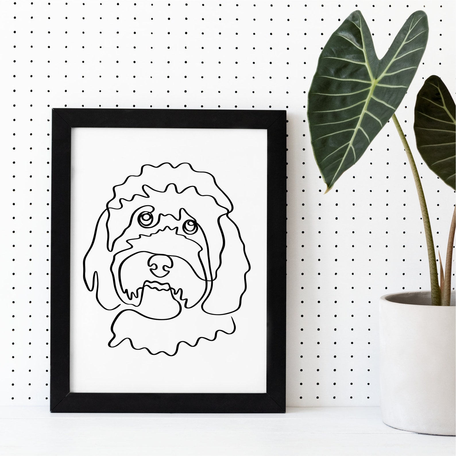 Labradoodle | Golden Doodle | Minimalist Line Art | Pet Portrait | Dog ...