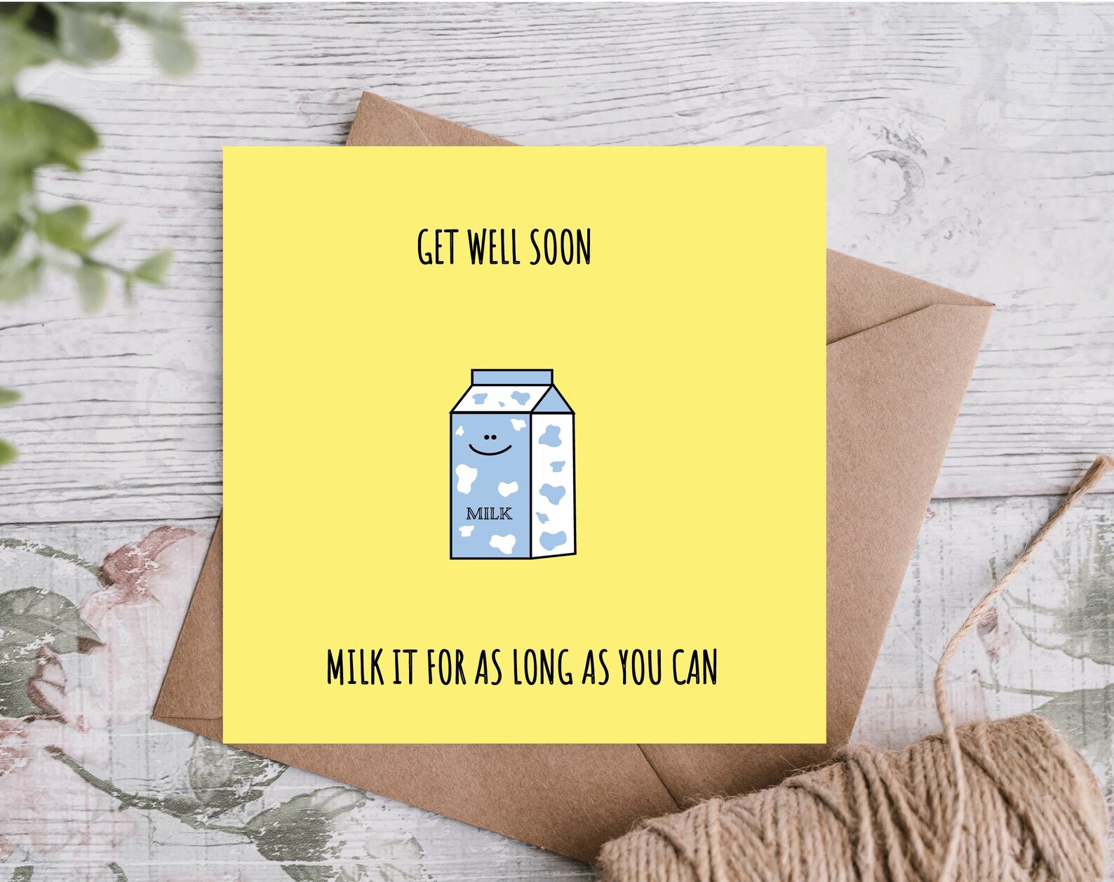 Milk It Get Well Soon Greetings Card - Feel Better Positivity Cartoon ...