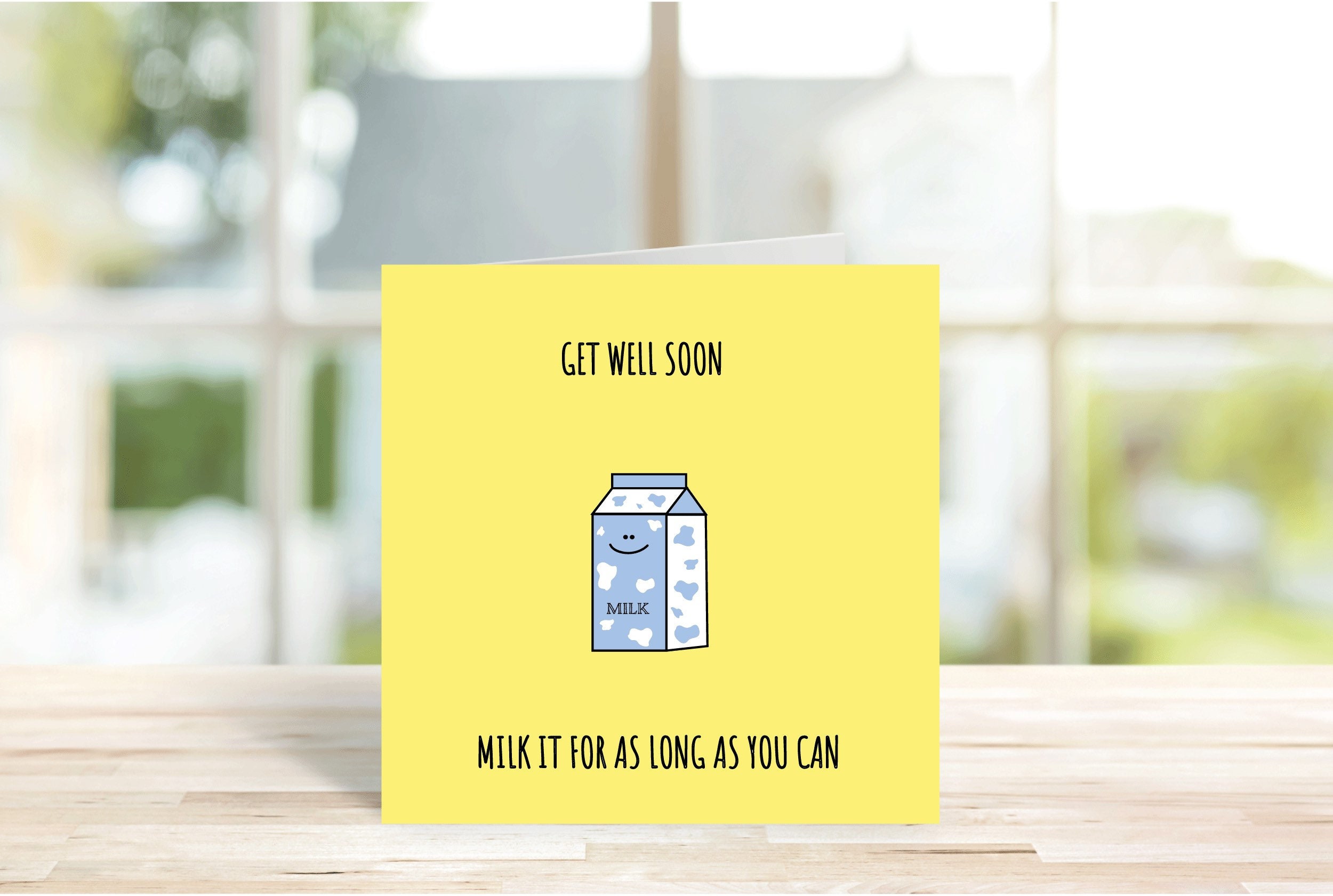Milk It Get Well Soon Greetings Card - Feel Better Positivity Cartoon ...