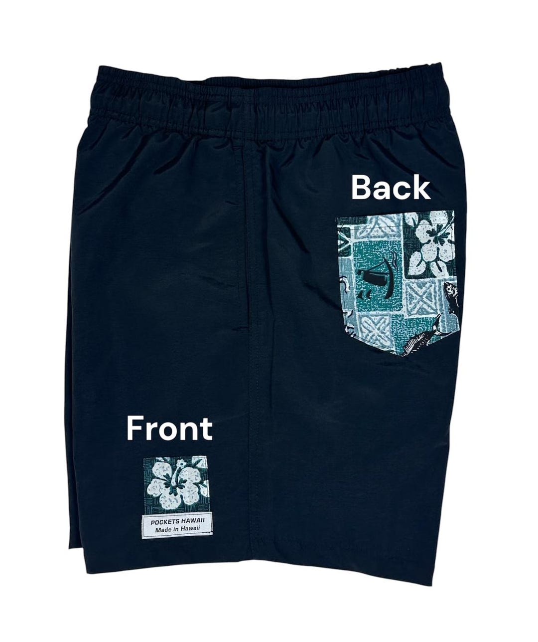 Tribal Hawaiian Hibiscus Swim Trunks W/matching Back Pocket/ Made in ...