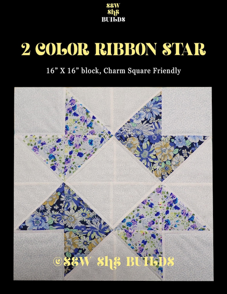 Ribbon Star Quilt Block, 8 Point Star Block, PDF Quilt Block, Beginner ...