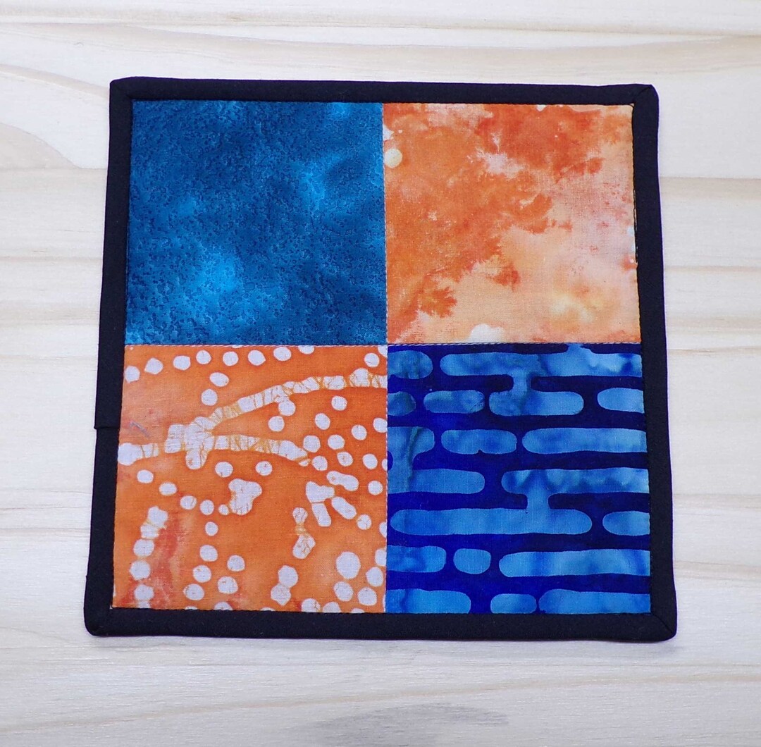 Scrappy Mug Rug Quilted Table Topper Snack Mat Quilted Mug Rug Batik ...