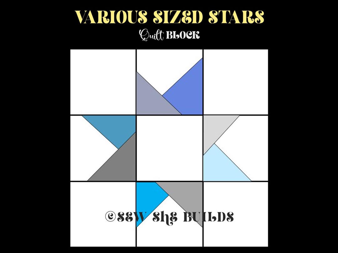 Scrappy Star Quilt Block, 14x14 Star Block, Digital Quilt Block, Easy ...