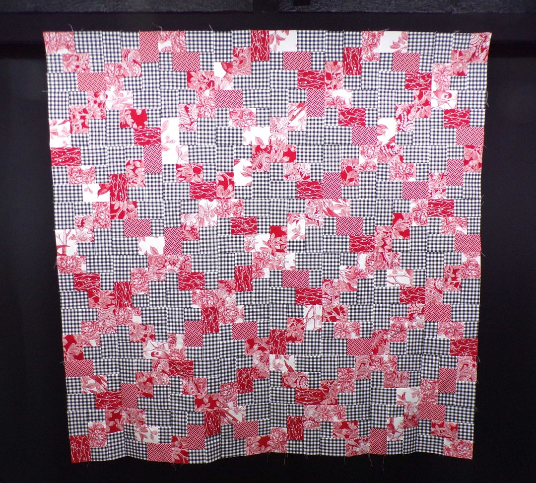 UNFINISHED Quilt Top Quilt to Finish Red & Plaid Quilt Lattice Quilt ...