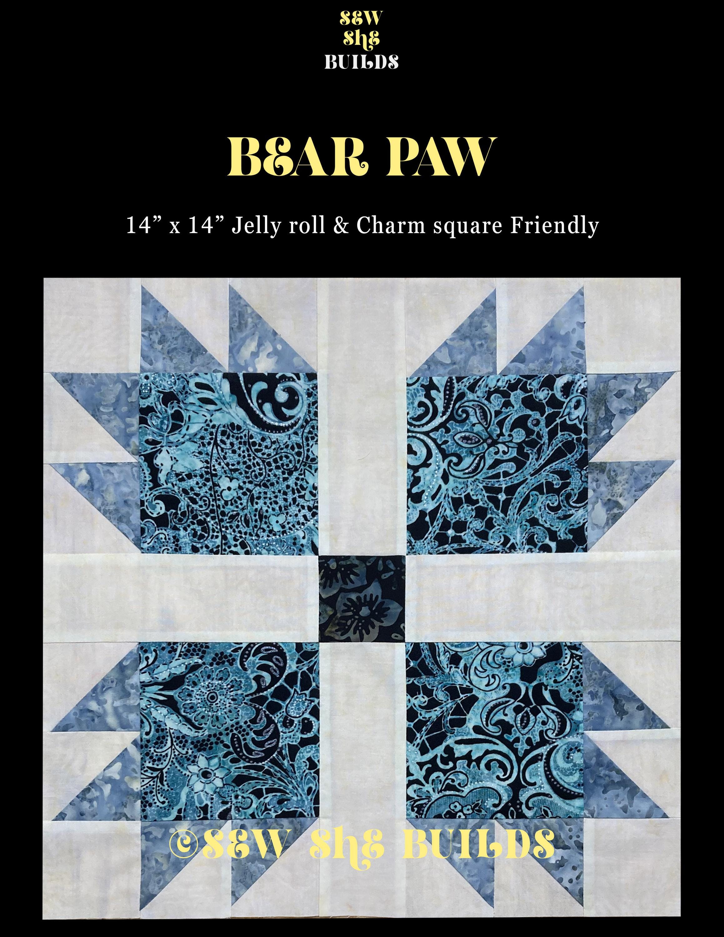 Bear Paw Quilt Block, Easy Quilt Block, Jelly Roll & Charm Friendly ...