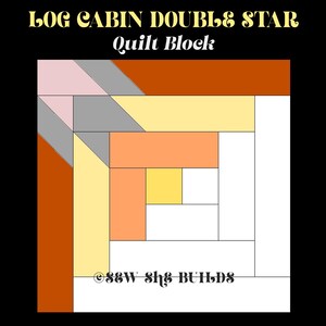 Log Cabin Double Star Quilt Block, Log Cabin Quilt Block, Double Star ...