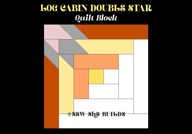 Log Cabin Double Star Quilt Block, Log Cabin Quilt Block, Double Star ...