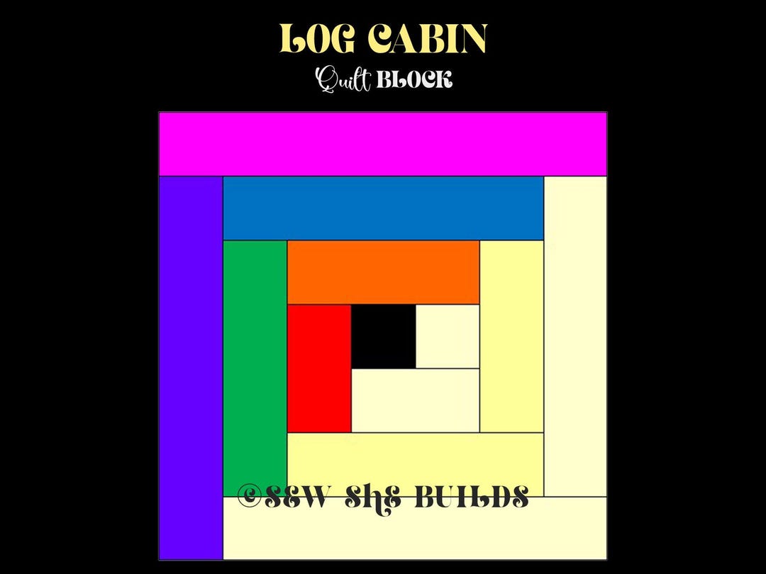 Log Cabin Quilt Block, Jelly Roll Log Cabin Block, Log Cabin Quilt ...