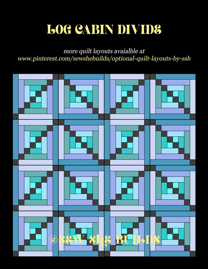 Log Cabin Divide Quilt Block, Log Cabin Variation Quilt Block, Jelly ...