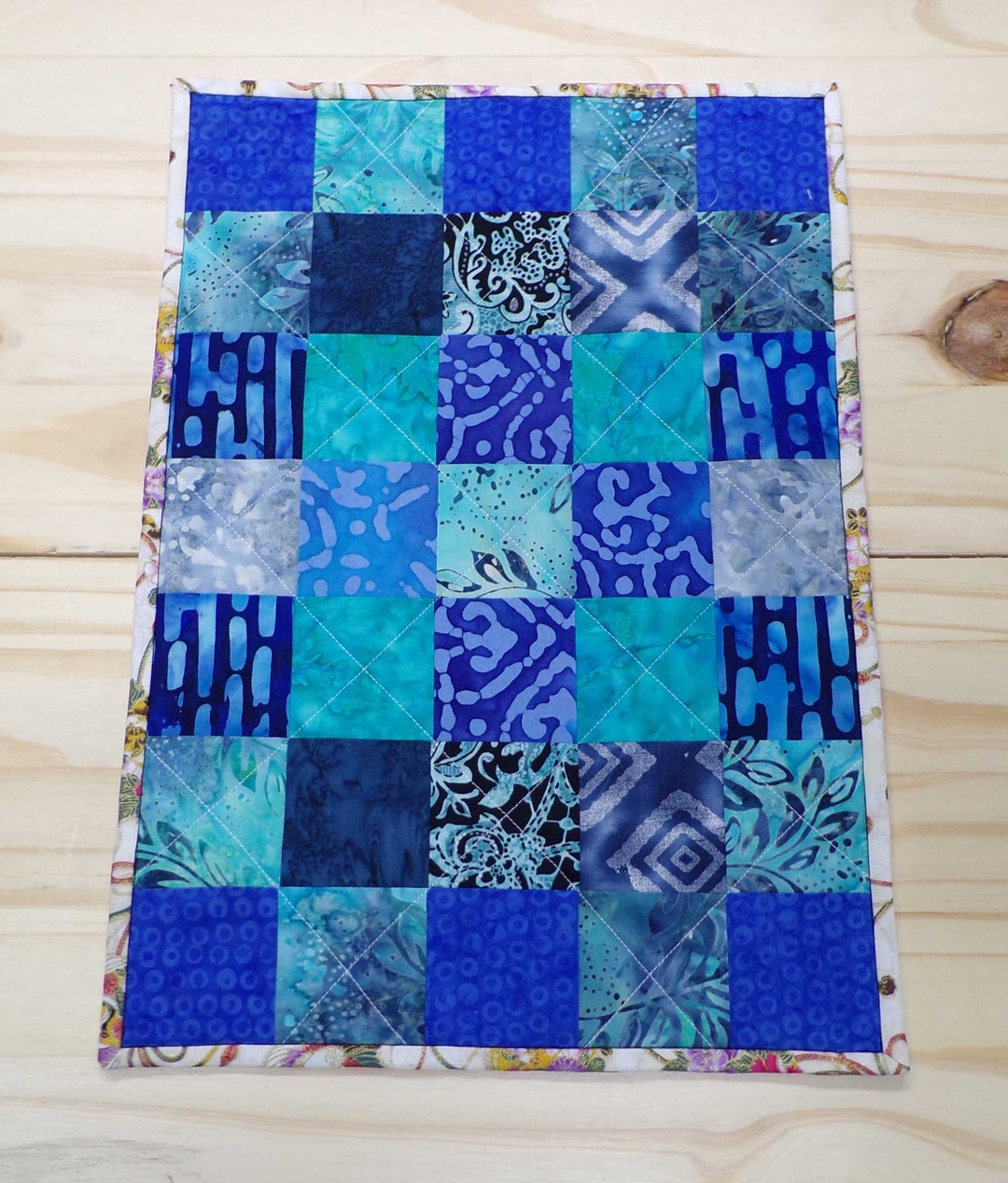 Quilted Centerpiece Quilted Table Runner Patchwork Table Quilt Teal ...