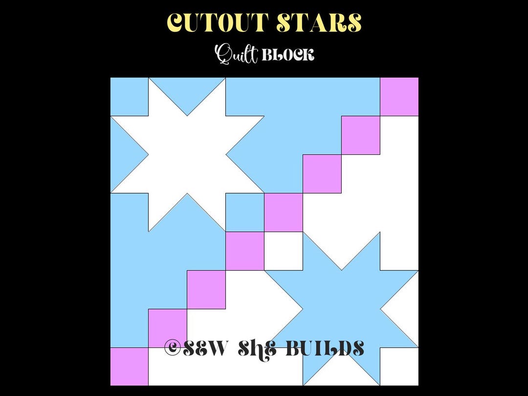 Cutout Stars Quilt Block, Star Quilt Pattern, Double Star Quilt Block ...