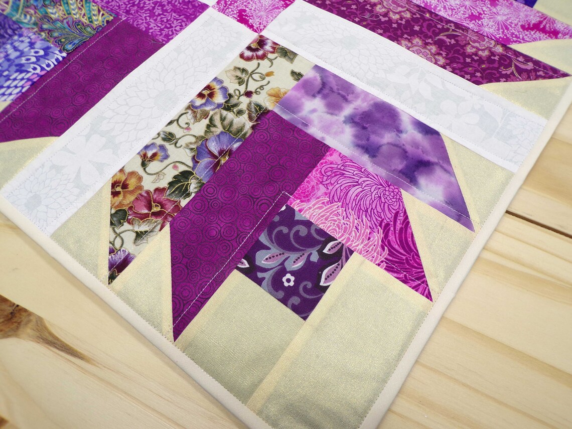 Tulip Bloom Quilted Centerpiece Quilt Table Topper Star Table Quilt ...