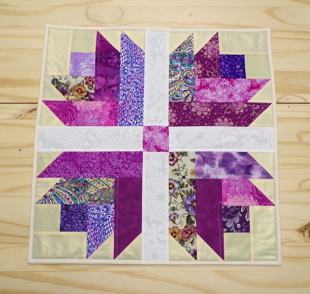 Tulip Bloom Quilted Centerpiece Quilt Table Topper Star Table Quilt ...