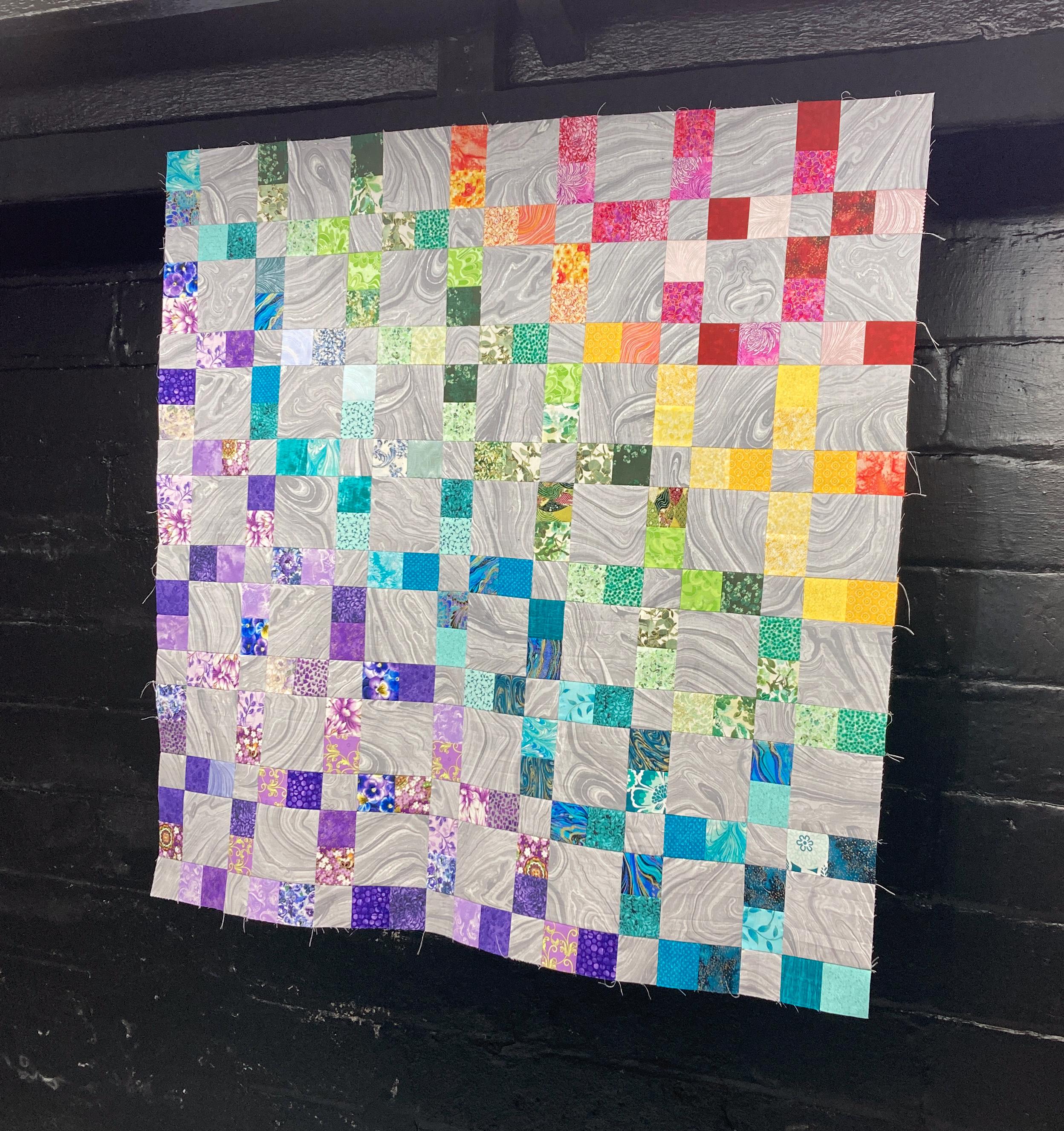 Scrappy Rainbow Quilt Top, Floral Squares, Glitter Accent, 42" X 42" - Etsy