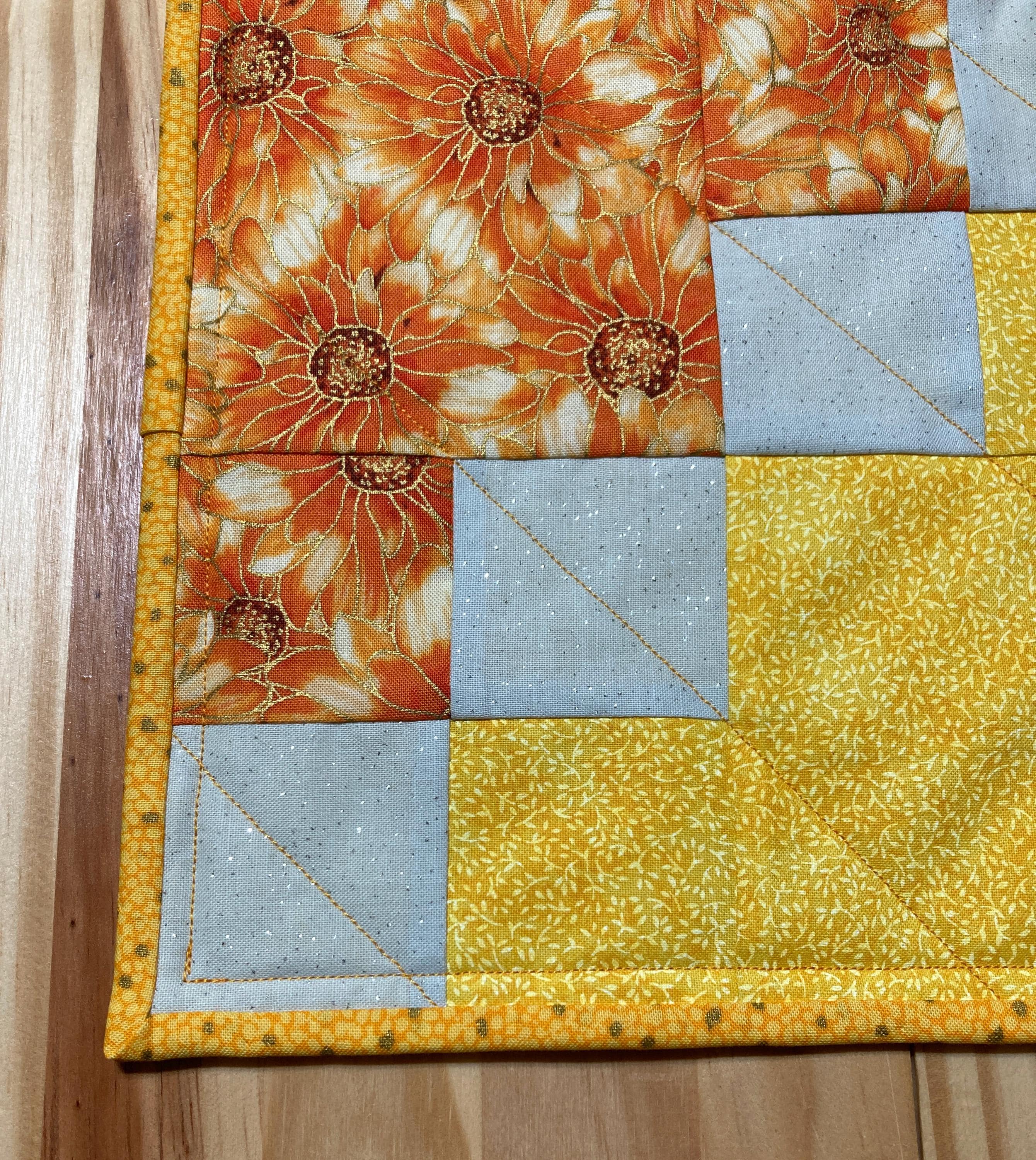 Sunflower Quilted Centerpiece, Yellow & Orange Table Quilt, Orange and ...