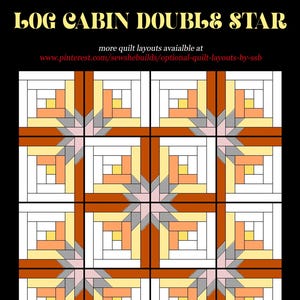 Log Cabin Double Star Quilt Block, Log Cabin Quilt Block, Double Star ...