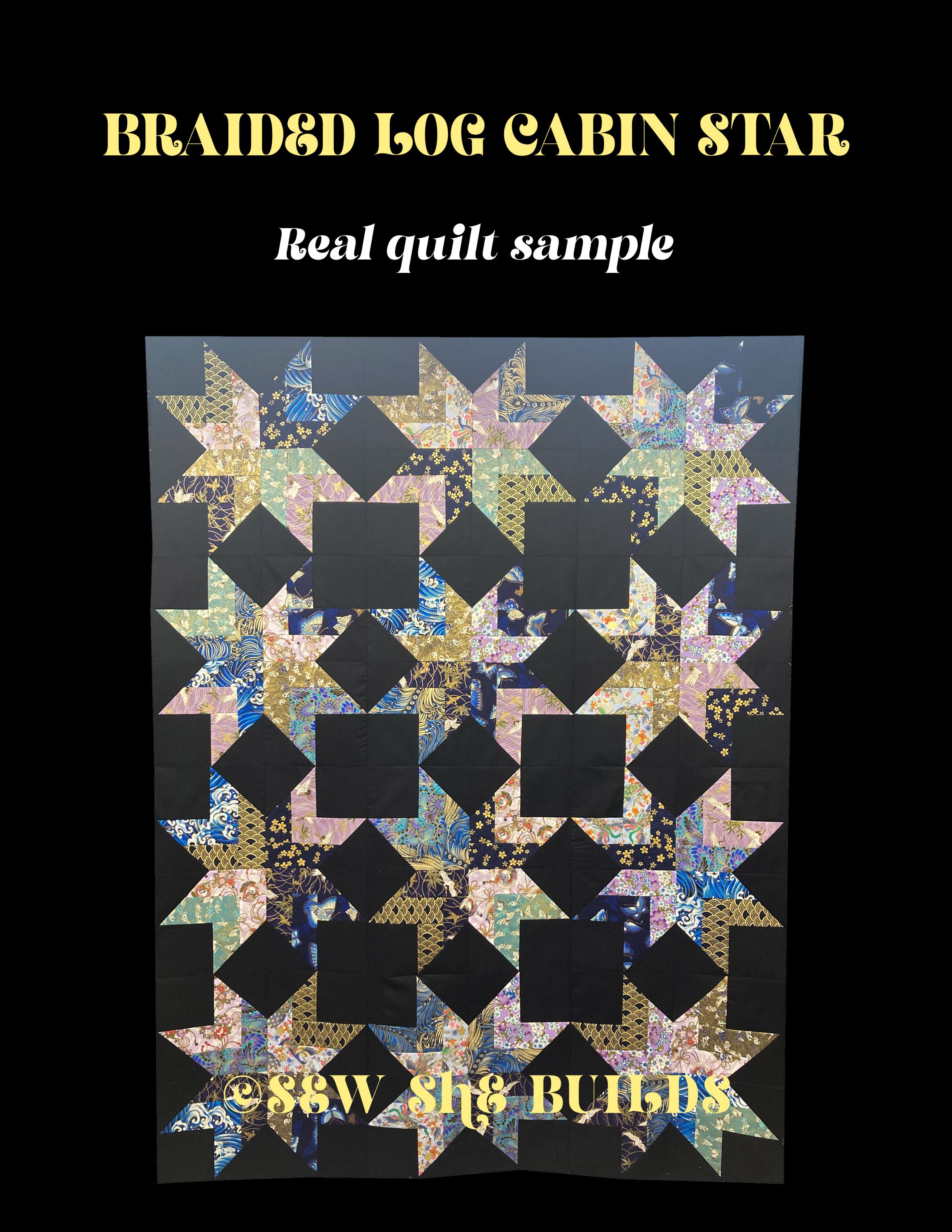 Braided Log Cabin Star Quilt Block, Log Cabin Star Block, Woven Star ...