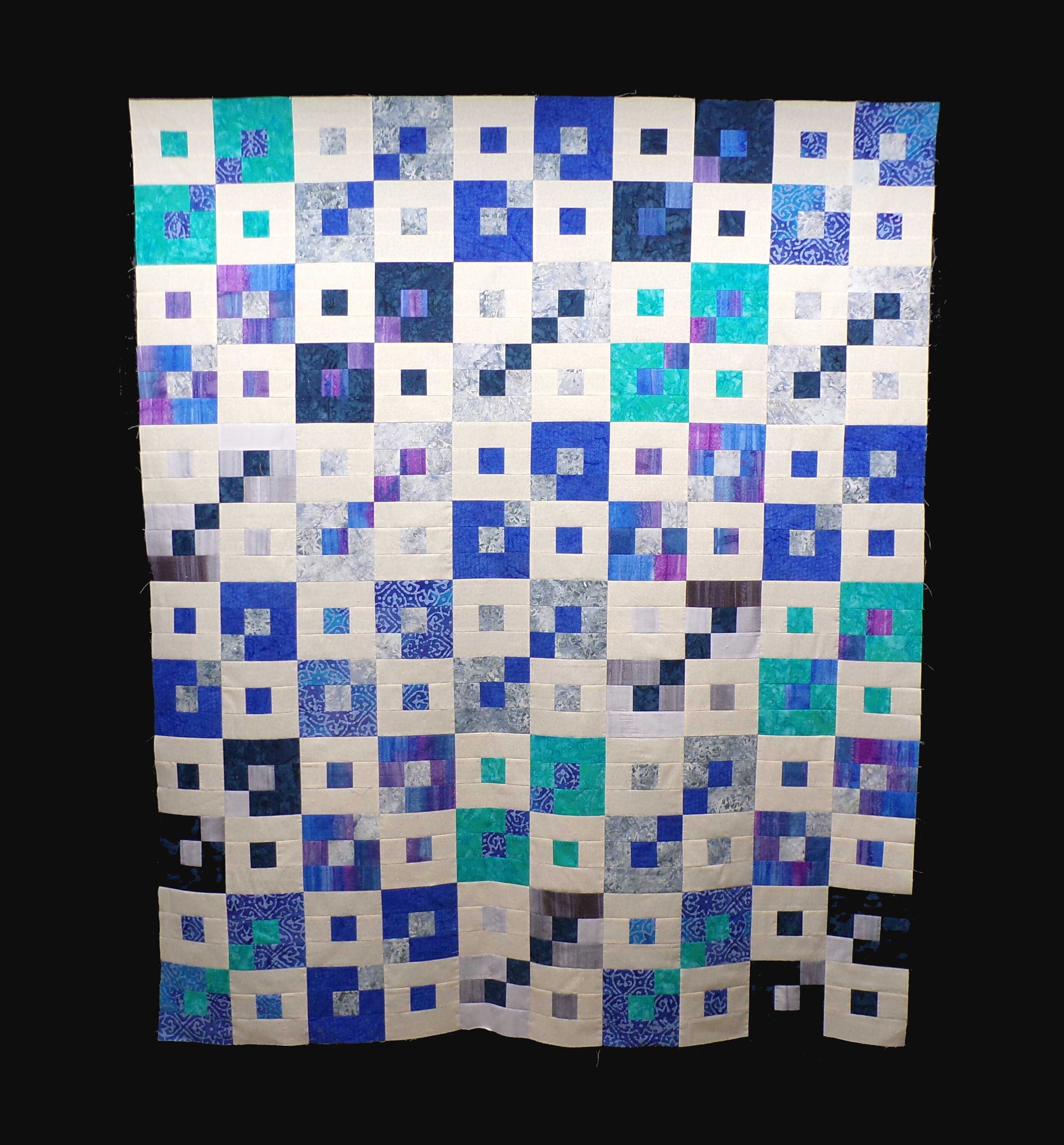 UNFINISHED Quilt Top Floating Squares Quilt Quilt to Finish Blue Ivory ...