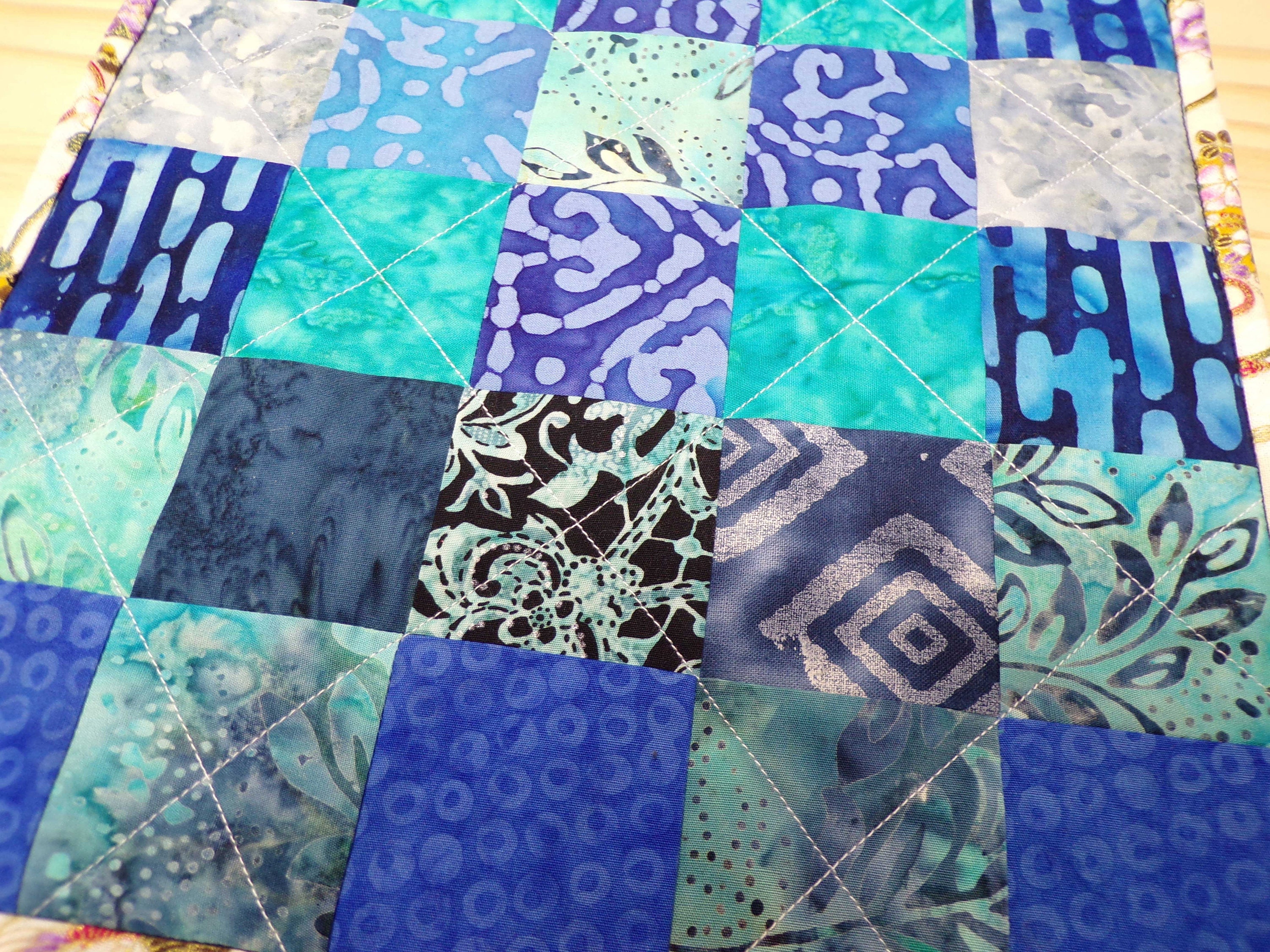 Quilted Centerpiece Quilted Table Runner Patchwork Table Quilt Teal ...