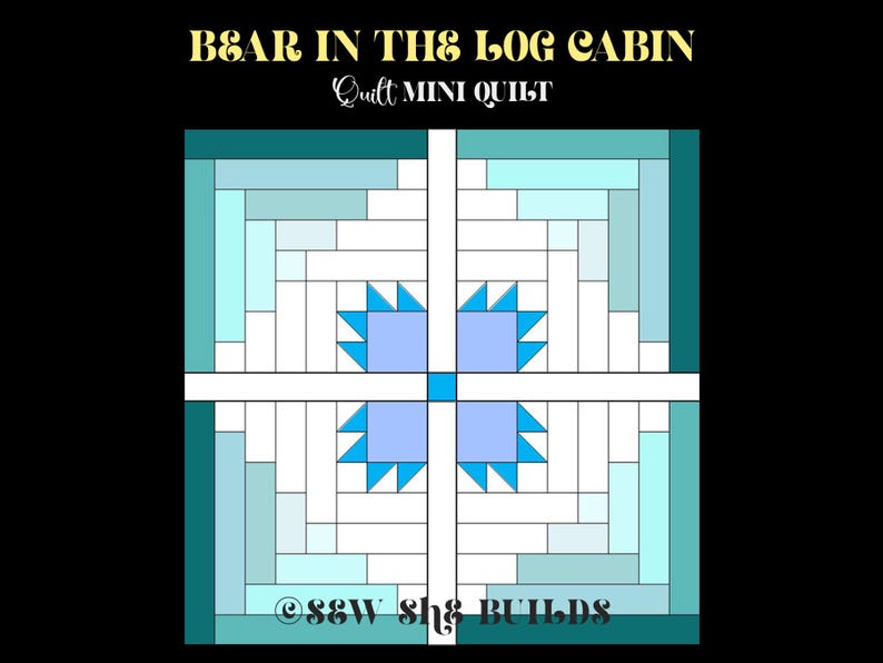 Bear in the Log Cabin Quilt Pattern, Log Cabin Variation Block, Bear ...