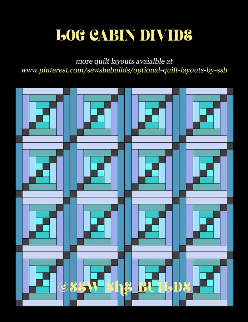 Log Cabin Divide Quilt Block, Log Cabin Variation Quilt Block, Jelly ...