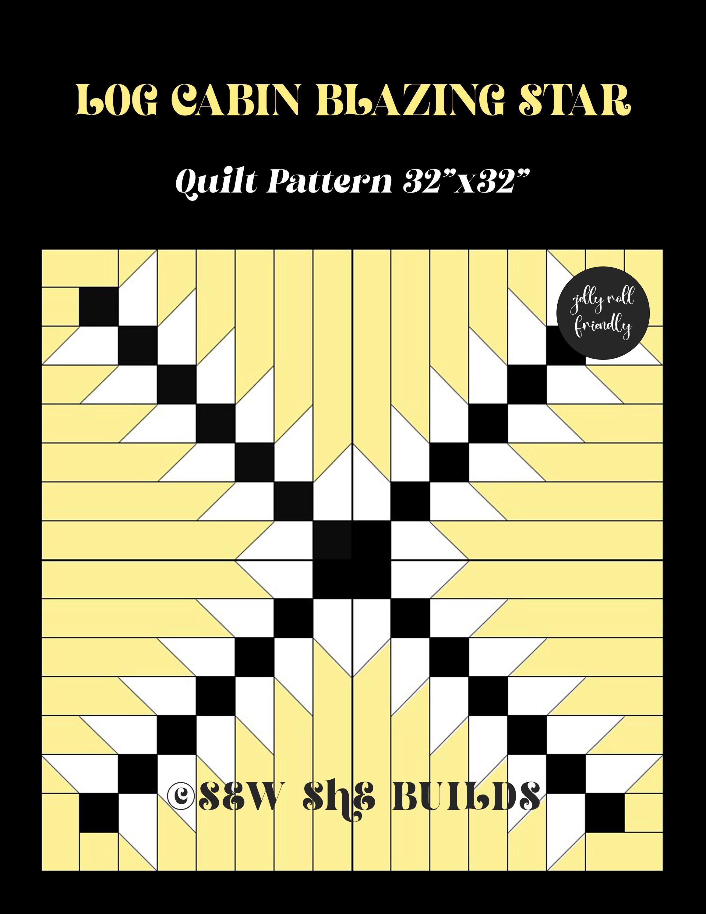 Log Cabin Blazing Star Quilt Pattern, Star Quilt Block, Log Cabin ...
