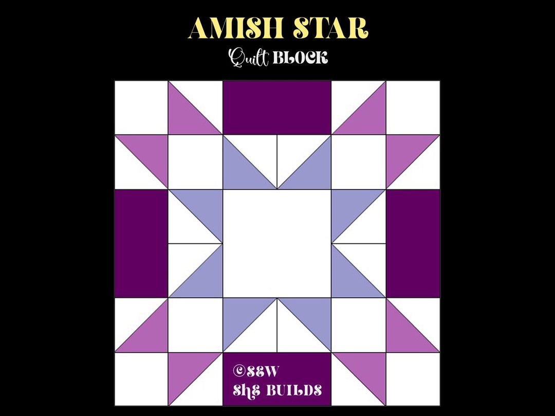 Amish Star Quilt Block | Digital PDF Quilt Block | Amish Star Block ...