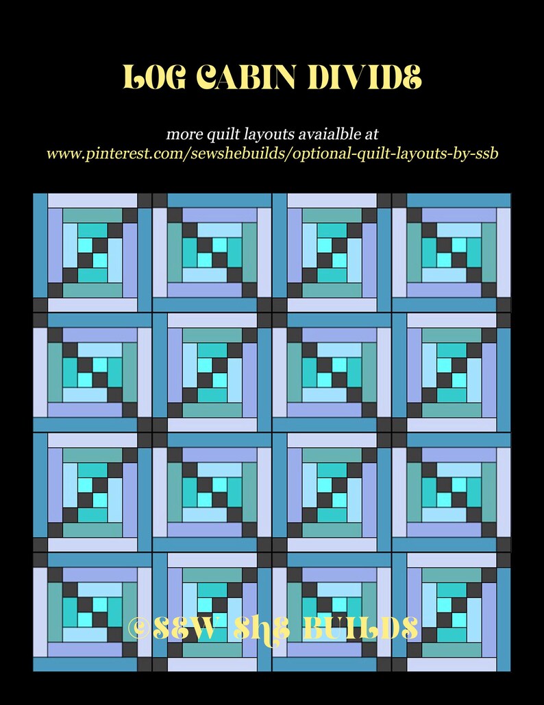 Log Cabin Divide Quilt Block, Log Cabin Variation Quilt Block, Jelly ...